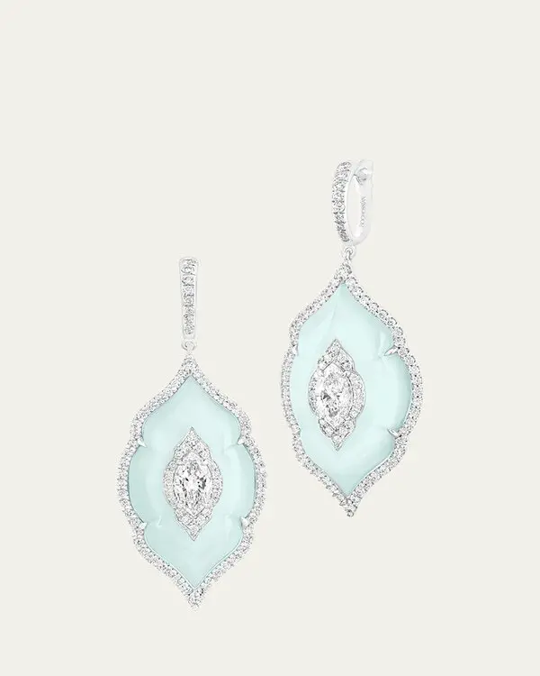 BOGHOSSIAN 18k White Gold Diamond And Agate Dangle Earrings