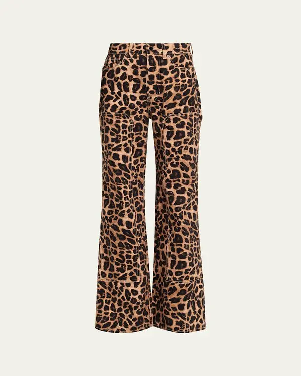 Veronica Beard Taylor High-rise Wide-leg Leopard Jeans