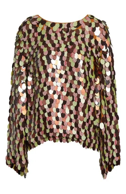 Dries Van Noten Connu Paillette Long Sleeve Top - Rust