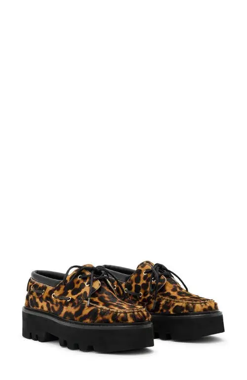 All Saints Aastha Calf Hair Platform Boat Shoe - Leopard