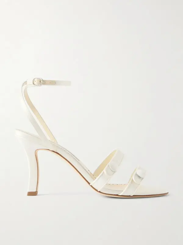 Manolo Blahnik Neusita 90 Satin Sandals - Cream