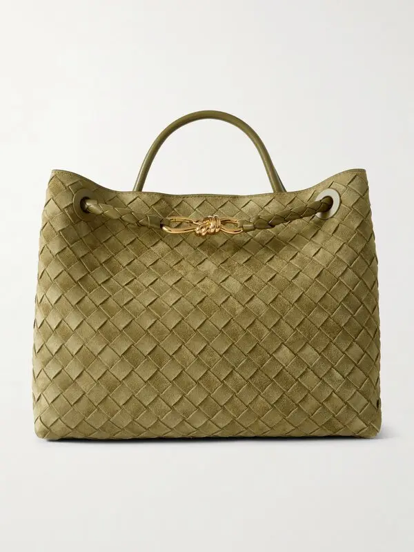 Bottega Veneta Andiamo Medium Intrecciato Suede Tote - Brown
