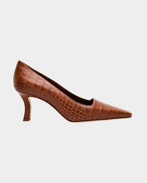 Manolo Blahnik Moiralo Croc-embossed Leather Pumps