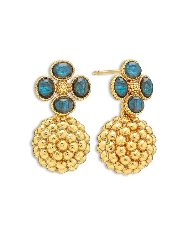 CAPUCINE DE WULF Blue Labradorite Berry Clover Drop Earrings