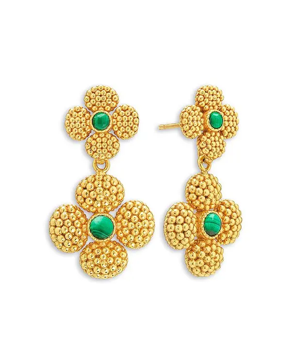 CAPUCINE DE WULF Malachite Berry Clover Convertible Earrings
