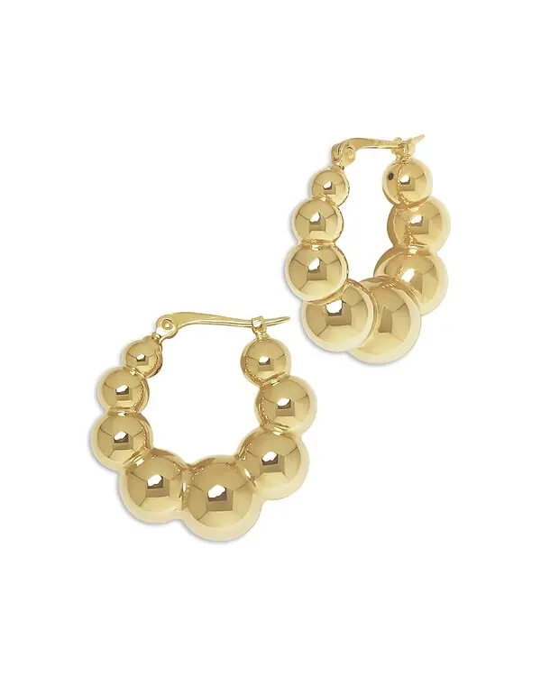 Bloomingdale'S 14k Yellow Tapered Ball Hoop Earrings