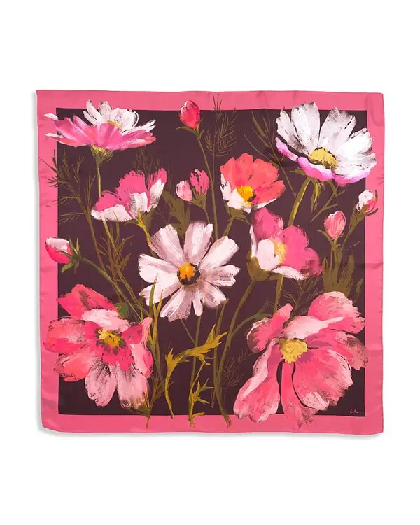 Echo Cosmos Silk Square Scarf - Fig