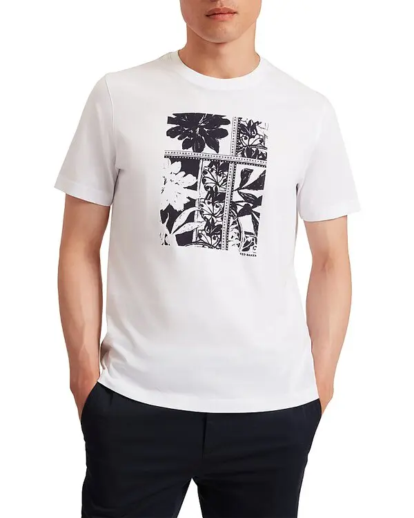 Ted Baker London Koney Floral Box Print Cotton Tee - White