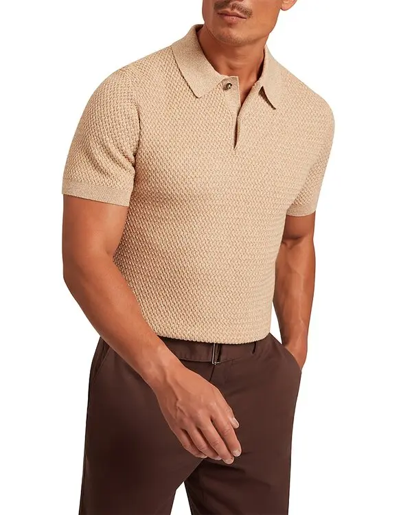 Ted Baker London Janko Textured Knit Polo - Camel
