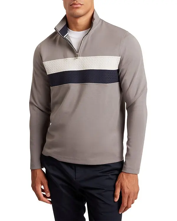 Ted Baker London T Stitch Contrast Panel Half Zip Top - Dark Grey