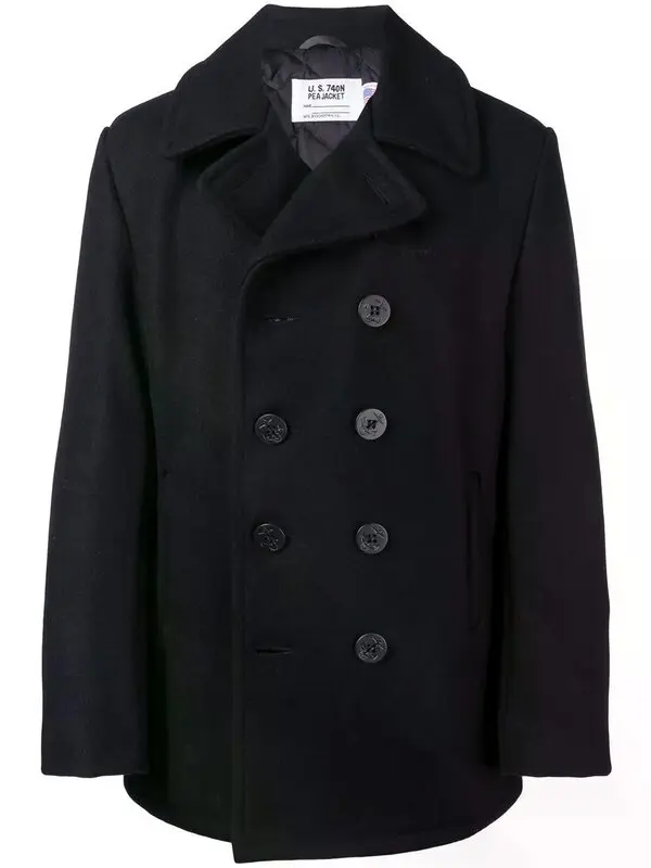 SCHOTT Double Breasted Wool Blend Coat