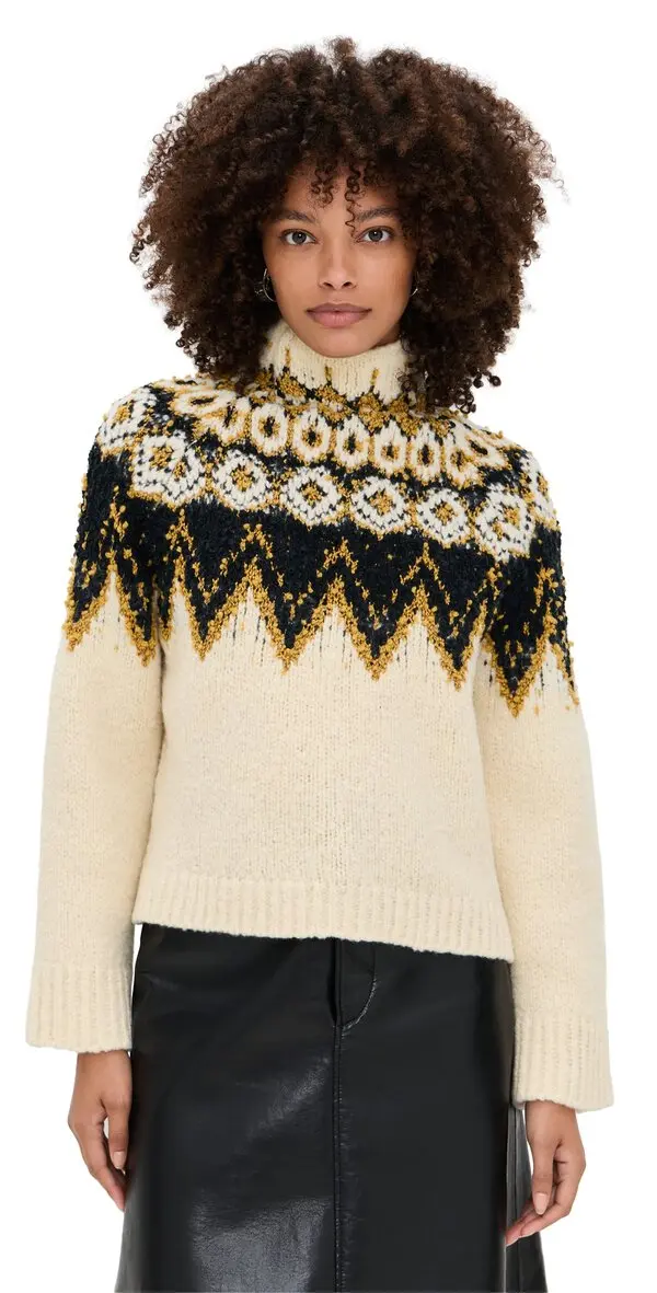 Proenza Schouler White Label Lizzy Fair Isle Knit Sweater - Cream Multi