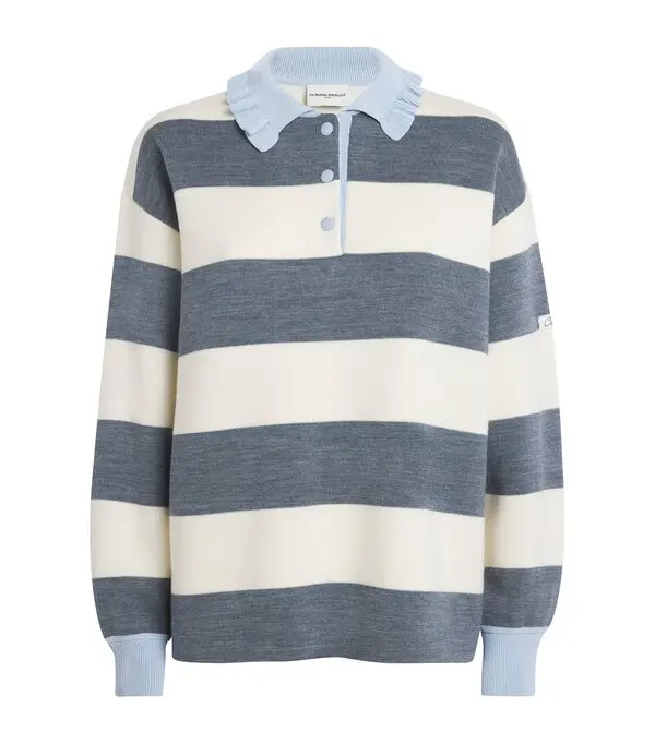 Claudie Pierlot Striped Knit Polo Sweater
