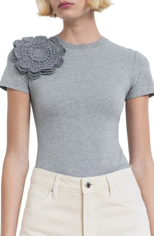 Mango 3d Flower Stretch Cotton T-shirt