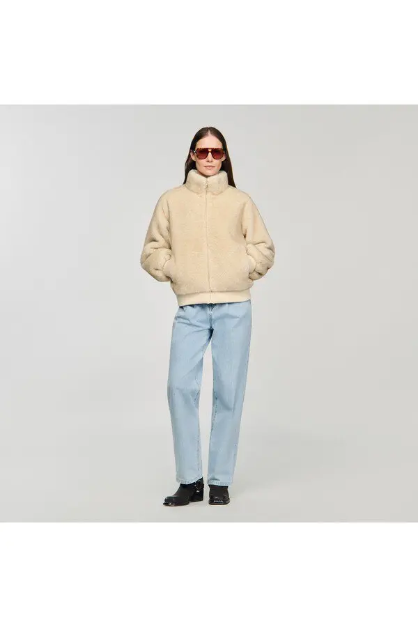 Sandro Faux Fur Jacket - Brown / Neutral