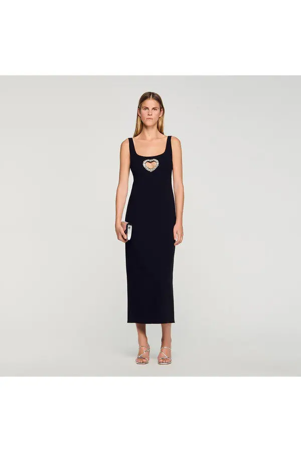Sandro Rhinestone Heart Maxi Dress