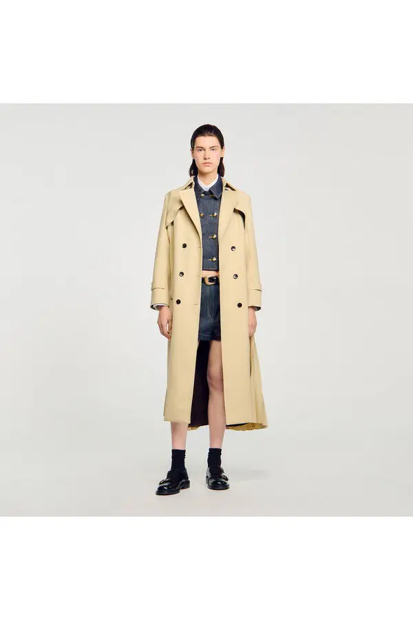 Sandro Belted Double-breasted Trench - Brown / Neutral