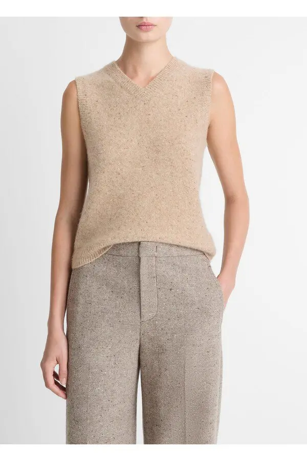 Vince Donegal Plush Cashmere Sweater Vest - Multicolor
