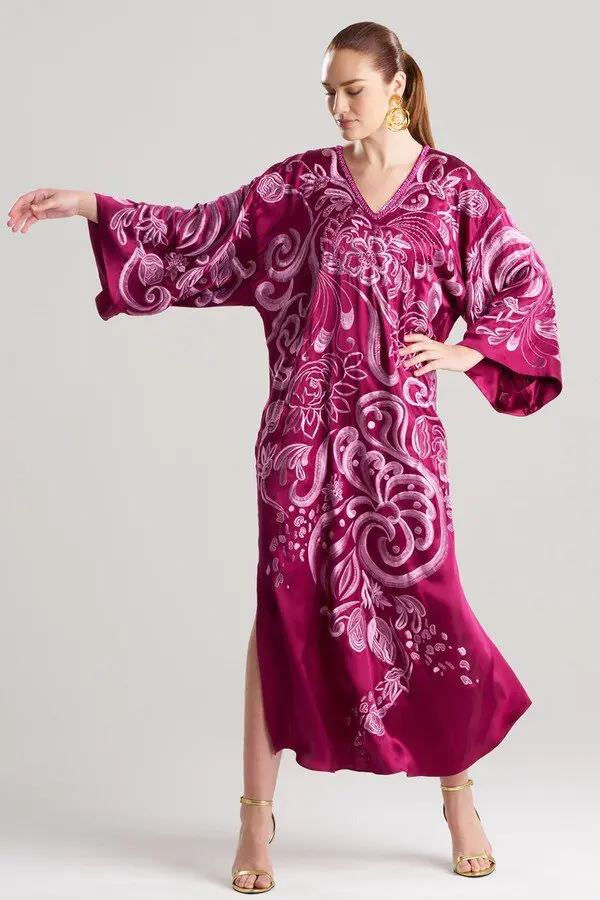 Natori Couture Nouveau Embellished Silk Caftan