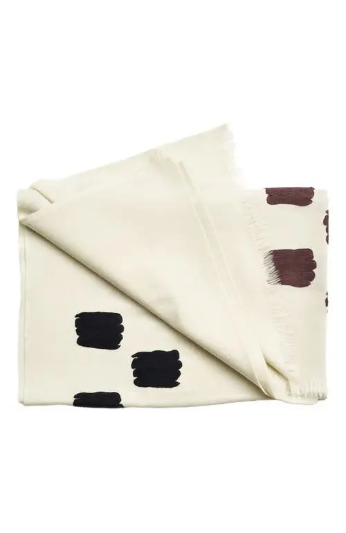 STUDIO VARIOUSLY Dahlia Hand Embroidered Hand Woven Scarf - Off White