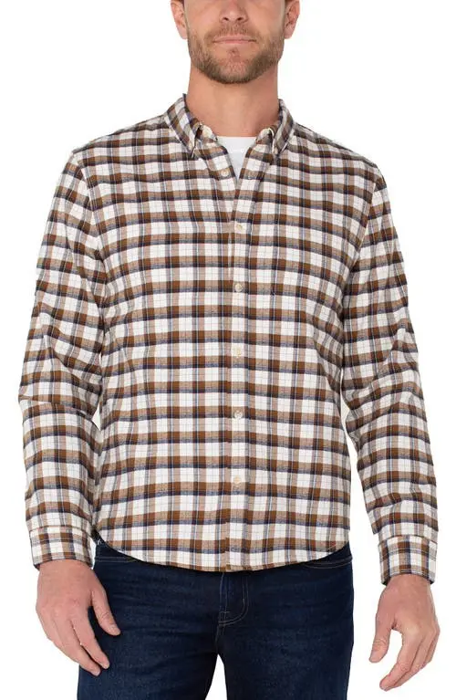 LIVERPOOL Plaid Button-down Shirt - Chestnut/navy Multi