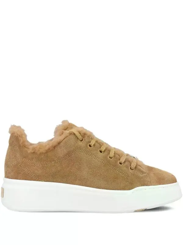 Max Mara Suede Sneakers With Shearling Trim