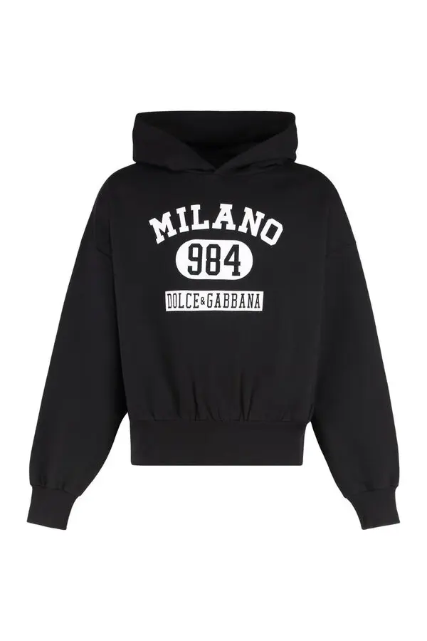 Dolce & Gabbana Hooded Jersey Sweatshirt With Print - Black
