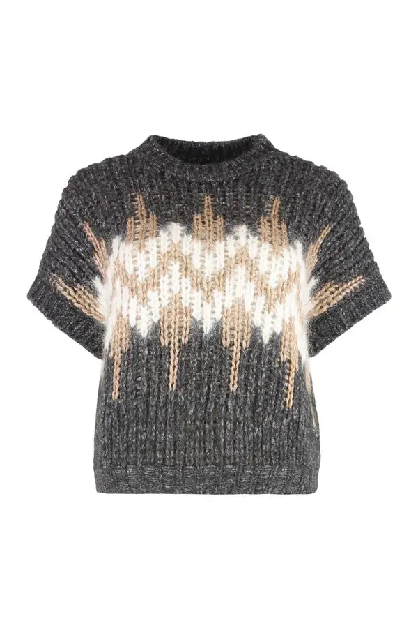 Peserico Geometric Print Alpaca-blend Sweater