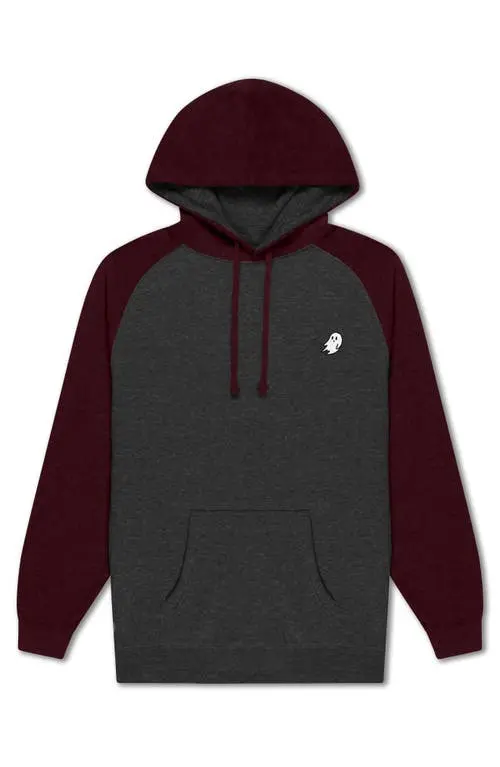DALIX Midweight Fleece Raglan Sleeve Hoodie - Charcoal Burgundy