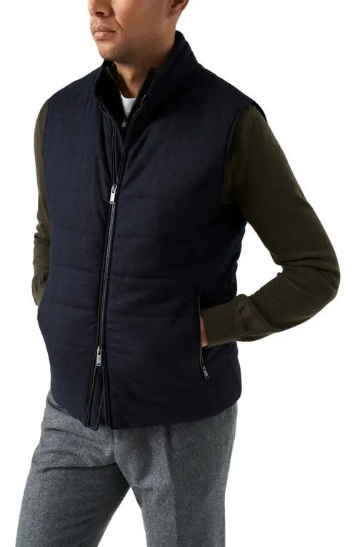 Eton Quilted Wool Vest - Navy