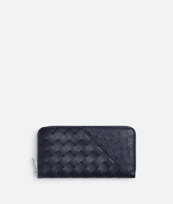 Bottega Veneta Intrecciato Diagonal Zip Around Wallet