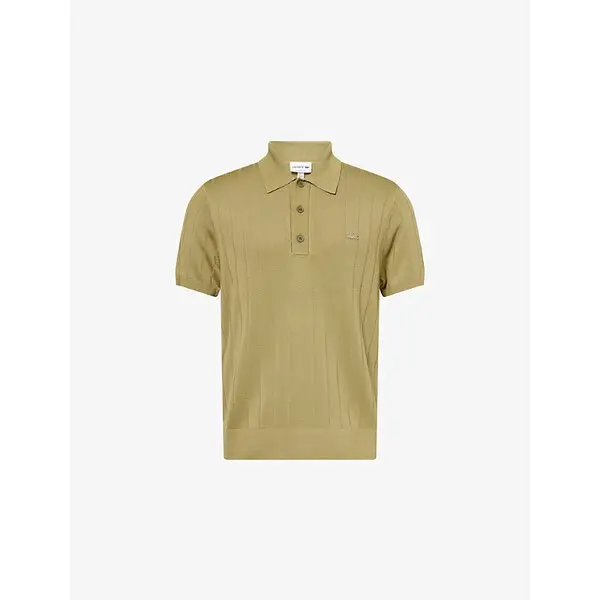 Lacoste Short-sleeve Knitted Cotton-blend Polo Shirt - Khaki