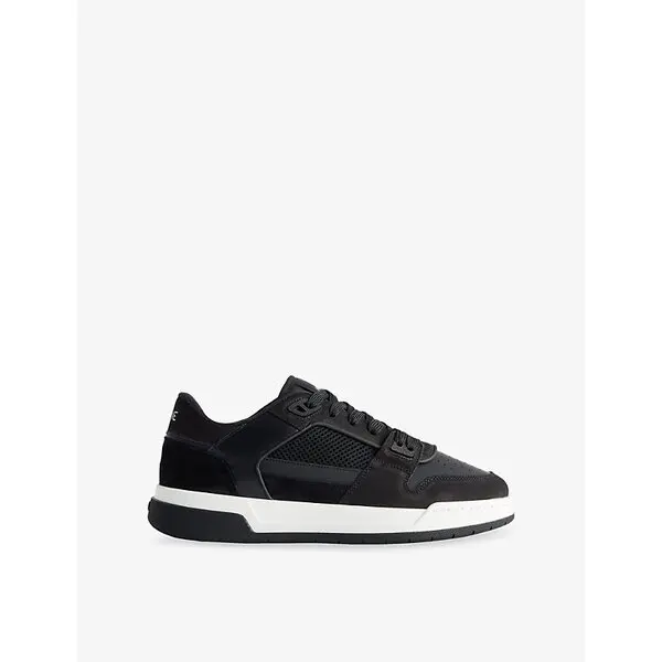 ARNE Basket Suede, Leather And Mesh Trainers - Blk/white