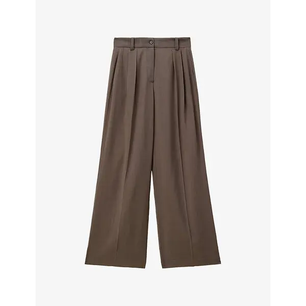 JOSEPH Wide-leg Mid-rise Wool Trousers