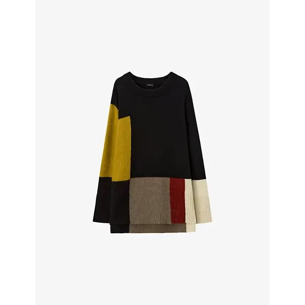 JOSEPH Relaxed-fit Color-block Wool-blend Jumper