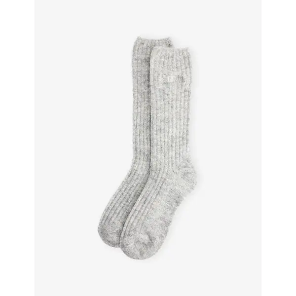 ADANOLA Embroidered-logo Ribbed Knit Socks - Light Grey Melange