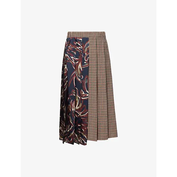 Max Mara Fanale Contrast Pleat Midi Skirt