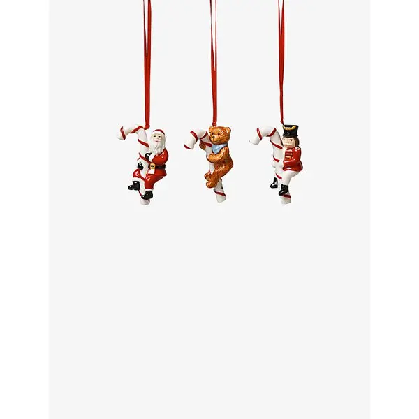 VILLEROY & BOCH Candy Cane Set Of Three Porcelain Christmas Decorations
