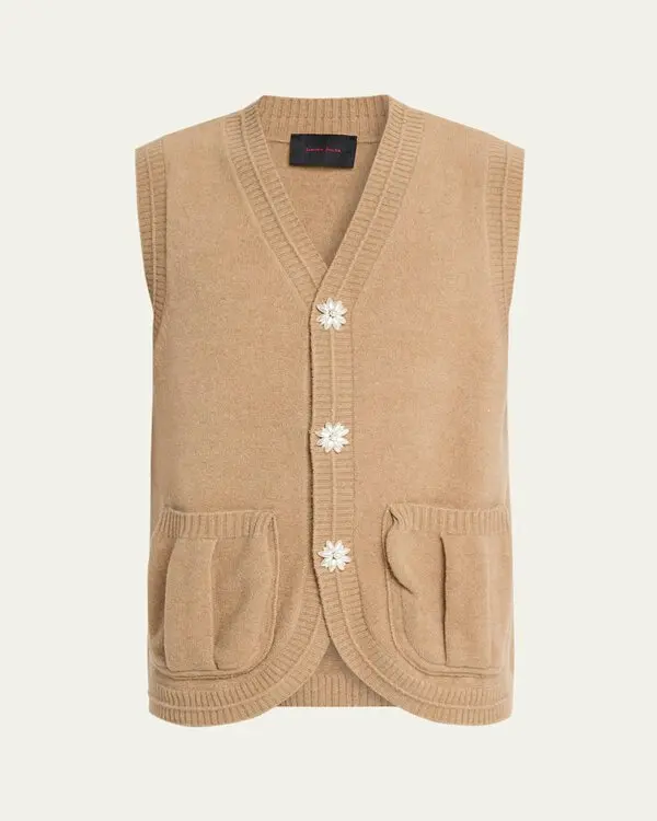 Simone Rocha Virgin Wool Knit Cardigan Vest
