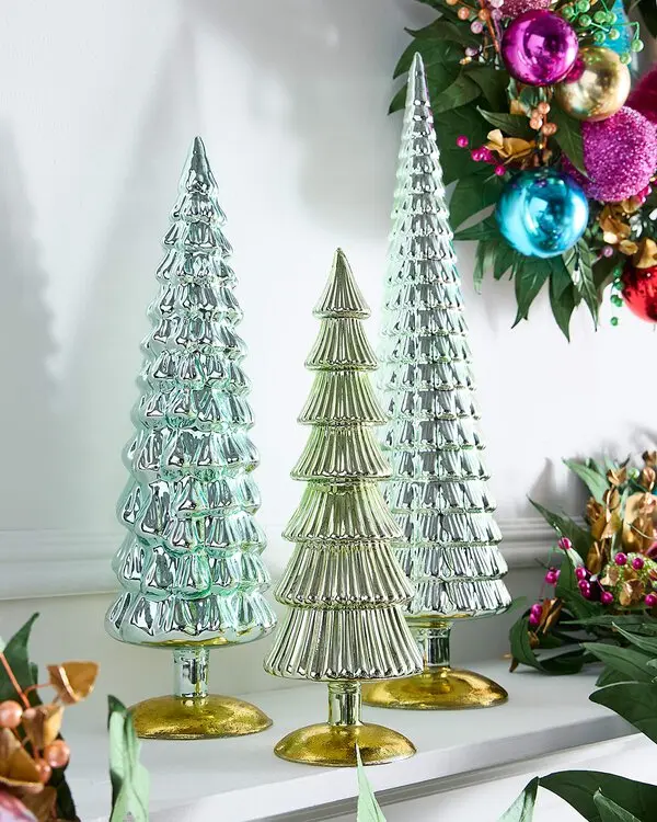 CODY FOSTER & CO Winter Green Large Hue Trees, Set Of 3