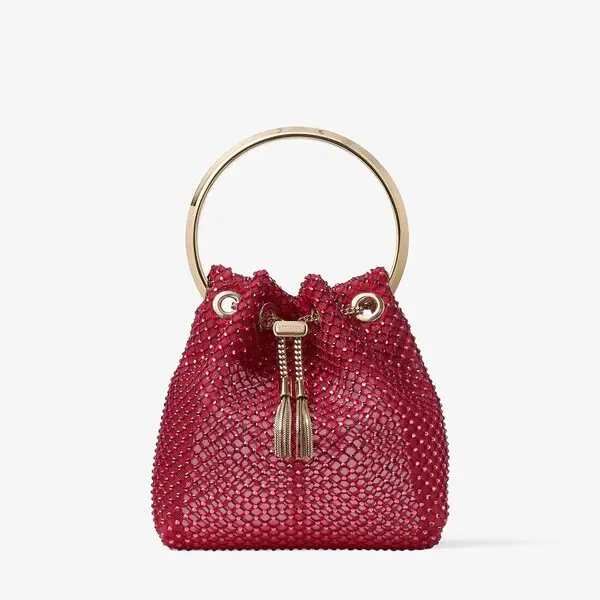 JIMMY CHOO Bon Bon Crystal Mesh And Satin Handbag