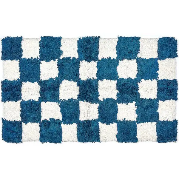 MACKENZIE-CHILDS Checkerboard Navy Bath Rug