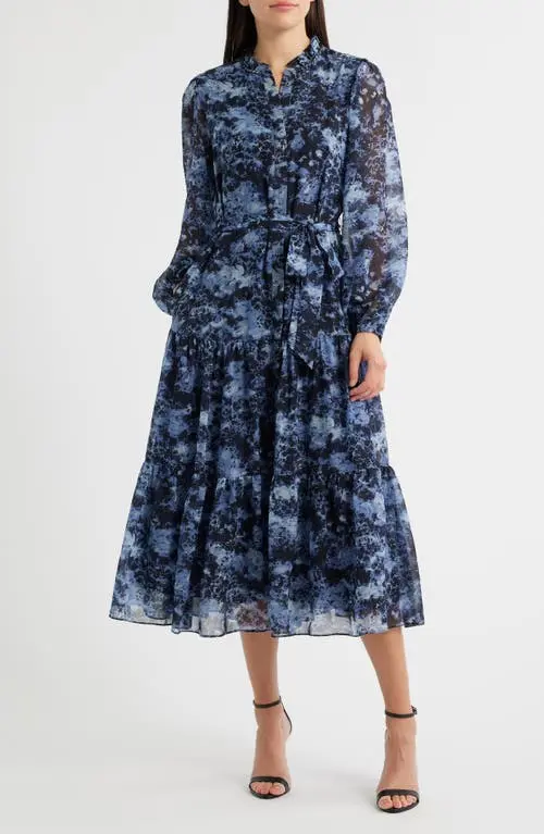 Kobi Halperin Floral Print Long Sleeve Maxi Dress - Midnight Multi