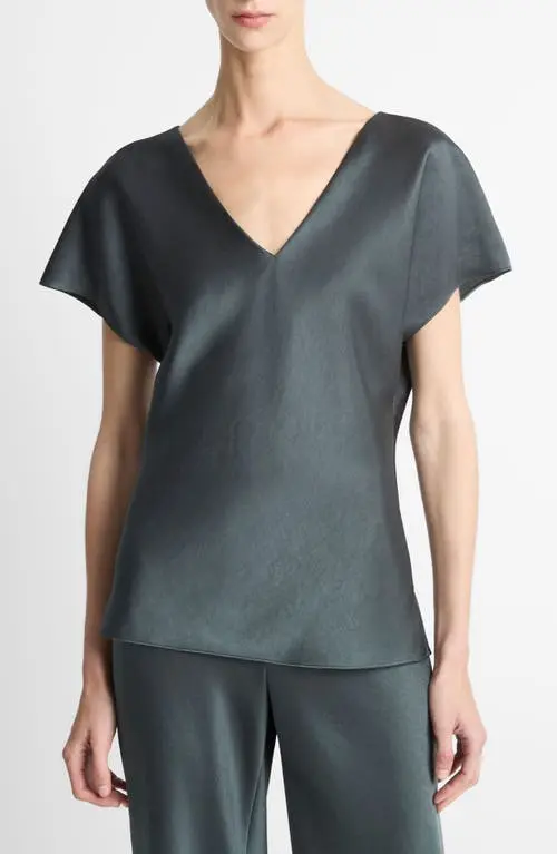 Vince Cap-sleeve V-neck Top - Malachite