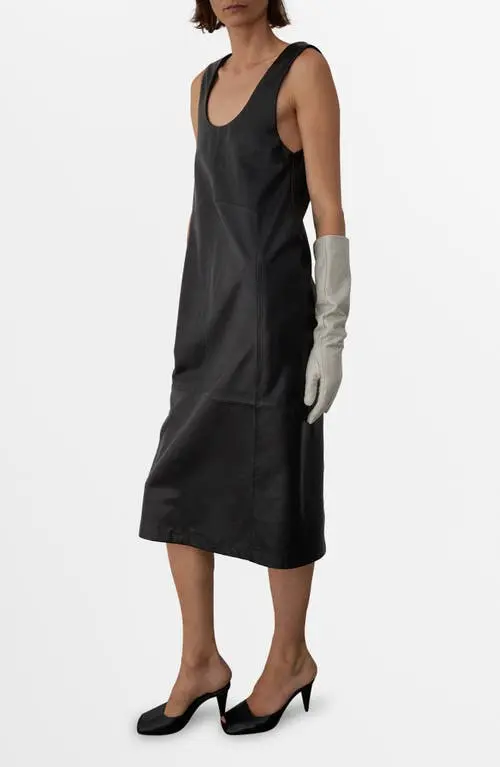 Mango Paneled Leather Midi Dress