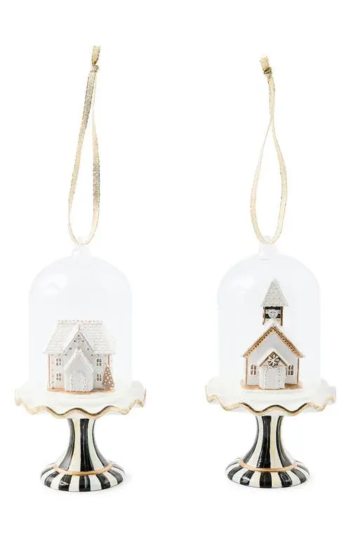 MACKENZIE-CHILDS Set Of 2 Gingerbread Cloche Ornaments