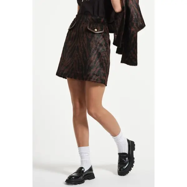 ISAAC MIZRAHI NEW YORK Faux Fur Mini Skirt