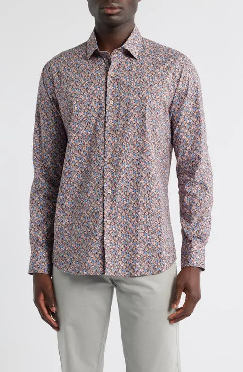 Scott Barber Canclini Regular Fit Floral Cotton Button-up Shirt