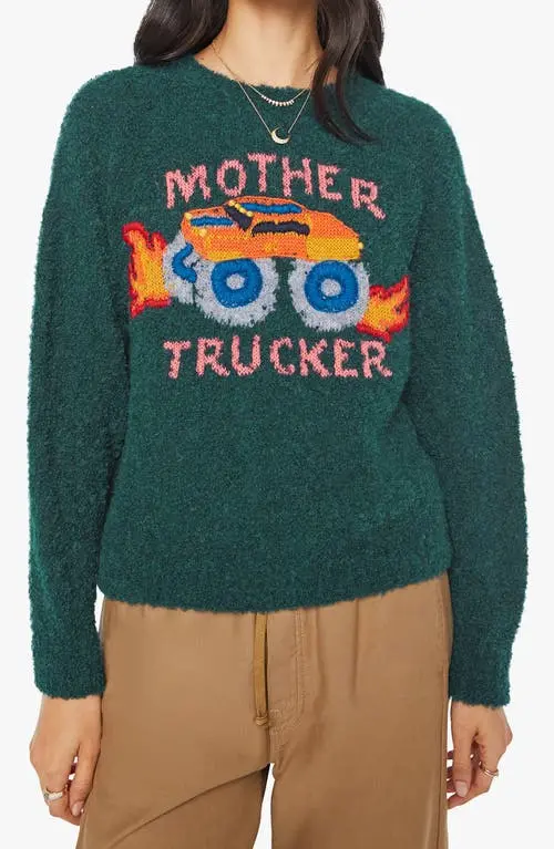 MOTHER Trucker Alpaca Blend Graphic Crewneck Sweater - Rough Roads