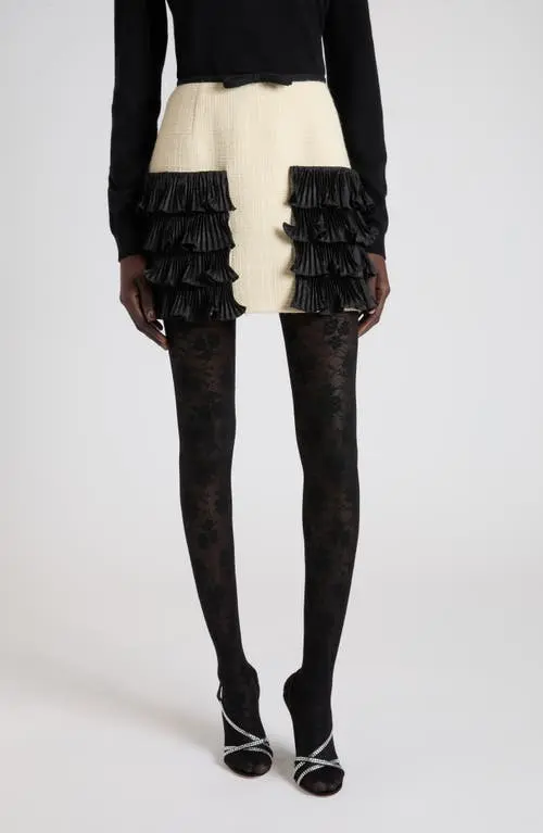 Valentino Garavani Contrast Ruffle Tweed Miniskirt